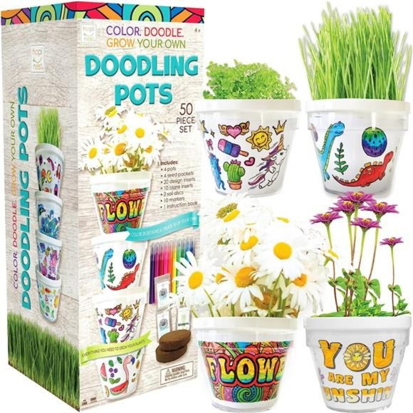 Toys | 4 Pack Doodling Flower Pots Growing Activity Kit For Kids Ages 4 ...